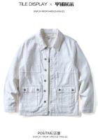 China White White Daily Washed french workwear jacket wholesale Fabric Hem Cotton 100% Custom (JK739) for sale