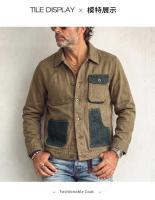 China Loose Fit Daily Fabric Hem Color Block french workwear jacket wholesale Cotton 100% Long Sleeve Custom (JK729) for sale
