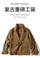 China Zipper Daily Fabric Hem Cotton 100% french workwear jacket wholesale Long Sleeve Lapel Collar Custom (CK779) for sale