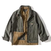 China Regular Daily Army Green Fabric Hem french workwear jacket wholesale Color Block Cotton 100% Custom (CK776) for sale