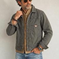 China Regular Daily Army Green Fabric Hem french workwear jacket wholesale Color Block Cotton 100% Custom (CK776) for sale