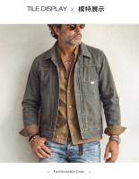 China Regular Daily Army Green Fabric Hem french workwear jacket wholesale Color Block Cotton 100% Custom (CK776) for sale