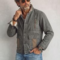 China Loose Fit Daily Army Green Fabric Hem french workwear jacket wholesale Color Block Cotton 100% Custom (CK775) for sale