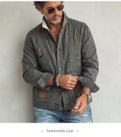 China Loose Fit Daily Army Green Fabric Hem french workwear jacket wholesale Color Block Cotton 100% Custom (CK775) for sale