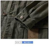 China Loose Fit Daily Army Green Fabric Hem french workwear jacket wholesale Color Block Cotton 100% Custom (CK775) for sale