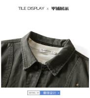 China Loose Fit Daily Army Green Fabric Hem french workwear jacket wholesale Color Block Cotton 100% Custom (CK775) for sale