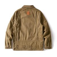 China Lapel Collar Khaki Daily Fabric Hem french workwear jacket wholesale Cotton 100% Long Sleeve Custom (CK773) for sale