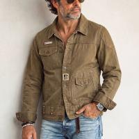 China Lapel Collar Khaki Daily Fabric Hem french workwear jacket wholesale Cotton 100% Long Sleeve Custom (CK773) for sale