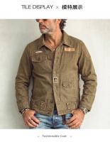 China Lapel Collar Khaki Daily Fabric Hem french workwear jacket wholesale Cotton 100% Long Sleeve Custom (CK773) for sale