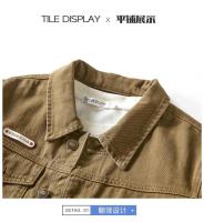 China Lapel Collar Khaki Daily Fabric Hem french workwear jacket wholesale Cotton 100% Long Sleeve Custom (CK773) for sale