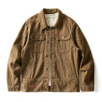 China Fabric Hem Khaki Daily Fabric Hem french workwear jacket wholesale Cotton 100% Long Sleeve Custom (JK763) for sale
