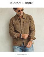China Fabric Hem Khaki Daily Fabric Hem french workwear jacket wholesale Cotton 100% Long Sleeve Custom (JK763) for sale