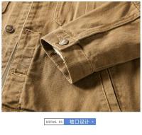 China Fabric Hem Khaki Daily Fabric Hem french workwear jacket wholesale Cotton 100% Long Sleeve Custom (JK763) for sale