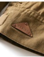 China Fabric Hem Khaki Daily Fabric Hem french workwear jacket wholesale Cotton 100% Long Sleeve Custom (JK763) for sale