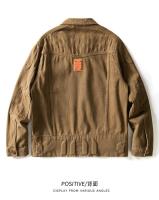 China Fabric Hem Khaki Daily Fabric Hem french workwear jacket wholesale Cotton 100% Long Sleeve Custom (JK763) for sale