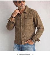 China Fabric Hem Khaki Daily Fabric Hem french workwear jacket wholesale Cotton 100% Long Sleeve Custom (JK763) for sale