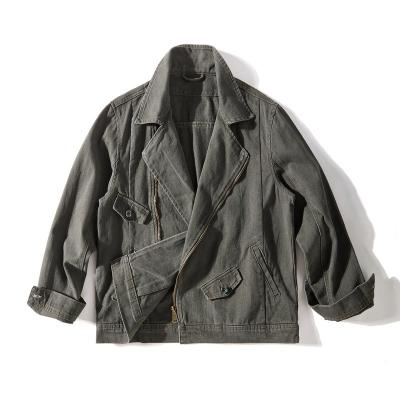 China Zipper Daily Army Green Fabric Hem french workwear jacket wholesale Cotton 100% Long Sleeve Custom (JK733) for sale