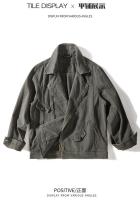 China Zipper Daily Army Green Fabric Hem french workwear jacket wholesale Cotton 100% Long Sleeve Custom (JK733) for sale