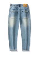 China Mid Waist Regular Fit Urban Fashion wholesale skinny jeans mens Slight Stretch Vintage Washed Custom (P468) for sale