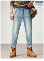 China Mid Waist Regular Fit Urban Fashion wholesale skinny jeans mens Slight Stretch Vintage Washed Custom (P468) for sale