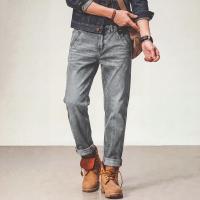 China Mid Waist Mid Waist Regular Fit Urban Fashion wholesale skinny jeans mens Slight Stretch Vintage Washed Custom (P464) for sale
