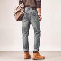 China Mid Waist Mid Waist Regular Fit Urban Fashion wholesale skinny jeans mens Slight Stretch Vintage Washed Custom (P464) for sale