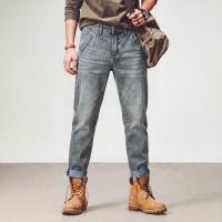 China Mid Waist Mid Waist Regular Fit Urban Fashion wholesale skinny jeans mens Slight Stretch Vintage Washed Custom (P464) for sale