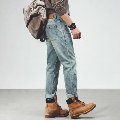 China Mid Waist Youth Trend Regular Fit mens pants wholesale Slight Stretch Vintage Washed Custom (P463) for sale