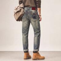 China Vintage Washed Washed Mid Waist Youth Trend Regular Fit mens pants wholesale Slight Stretch Vintage Washed Custom (P462) for sale