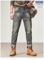 China Vintage Washed Washed Mid Waist Youth Trend Regular Fit mens pants wholesale Slight Stretch Vintage Washed Custom (P462) for sale