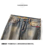 China Vintage Washed Washed Mid Waist Youth Trend Regular Fit mens pants wholesale Slight Stretch Vintage Washed Custom (P462) for sale
