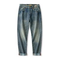 China Straight Pant Mid Waist Regular Fit Urban Fashion wholesale skinny jeans mens Slight Stretch Vintage Washed Custom (P460) for sale