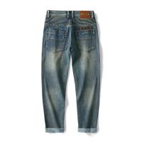 China Straight Pant Mid Waist Regular Fit Urban Fashion wholesale skinny jeans mens Slight Stretch Vintage Washed Custom (P460) for sale