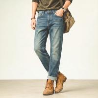 China Straight Pant Mid Waist Regular Fit Urban Fashion wholesale skinny jeans mens Slight Stretch Vintage Washed Custom (P460) for sale
