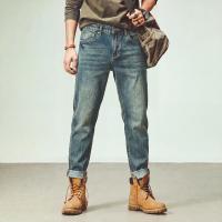 China Straight Pant Mid Waist Regular Fit Urban Fashion wholesale skinny jeans mens Slight Stretch Vintage Washed Custom (P460) for sale