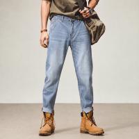 China Regular Mid Waist Regular Fit Urban Fashion wholesale skinny jeans mens Slight Stretch Vintage Washed Custom (P459) for sale