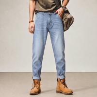 China Regular Mid Waist Regular Fit Urban Fashion wholesale skinny jeans mens Slight Stretch Vintage Washed Custom (P459) for sale