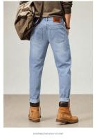China Regular Mid Waist Regular Fit Urban Fashion wholesale skinny jeans mens Slight Stretch Vintage Washed Custom (P459) for sale
