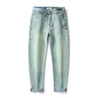 China Straight Mid Waist Regular Fit Urban Fashion mens pants wholesale Slight Stretch Vintage Washed Custom (P456) for sale