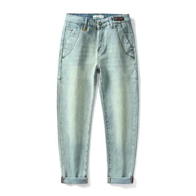 China Straight Mid Waist Regular Fit Urban Fashion mens pants wholesale Slight Stretch Vintage Washed Custom (P456) for sale