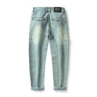 China Straight Mid Waist Regular Fit Urban Fashion mens pants wholesale Slight Stretch Vintage Washed Custom (P456) for sale