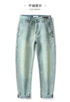 China Straight Mid Waist Regular Fit Urban Fashion mens pants wholesale Slight Stretch Vintage Washed Custom (P456) for sale