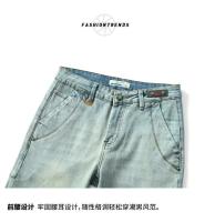 China Straight Mid Waist Regular Fit Urban Fashion mens pants wholesale Slight Stretch Vintage Washed Custom (P456) for sale