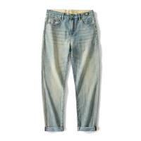 China Mid Waist Mid Waist Youth Trend Regular Fit mens pants wholesale Slight Stretch Vintage Washed Custom (P455) for sale