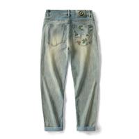 China Mid Waist Mid Waist Youth Trend Regular Fit mens pants wholesale Slight Stretch Vintage Washed Custom (P455) for sale