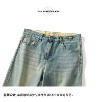 China Mid Waist Mid Waist Youth Trend Regular Fit mens pants wholesale Slight Stretch Vintage Washed Custom (P455) for sale