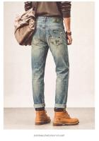 China Mid Waist Mid Waist Youth Trend Regular Fit mens pants wholesale Slight Stretch Vintage Washed Custom (P455) for sale