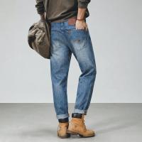 China Mid Waist Washed Mid Waist Regular Fit wholesale skinny jeans mens Urban Fashion Slight Stretch Custom (P453) for sale