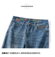China Mid Waist Washed Mid Waist Regular Fit wholesale skinny jeans mens Urban Fashion Slight Stretch Custom (P453) for sale