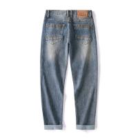 China Straight Pant Mid Waist Youth Trend Regular Fit mens pants wholesale Slight Stretch Vintage Washed Custom (P451) for sale